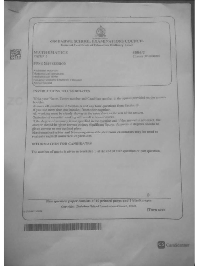 June 2024 Paper 2 Maths | PDF