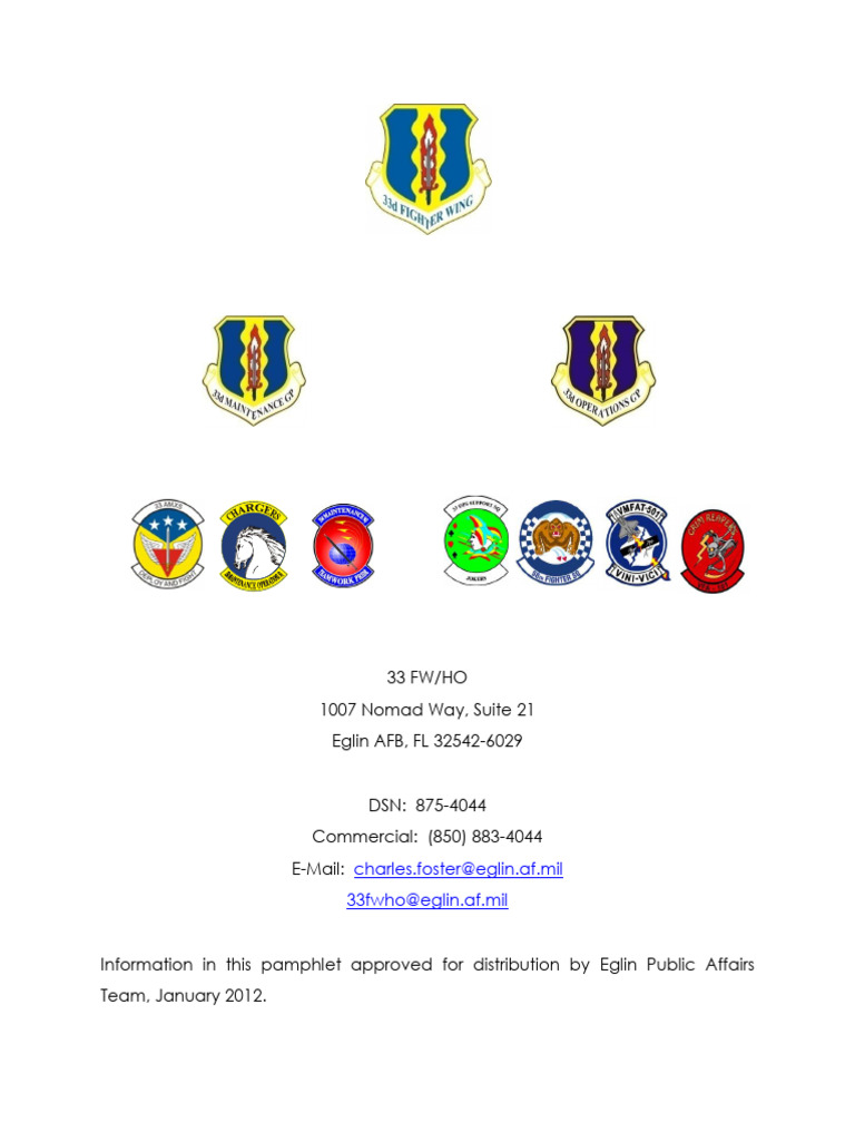 33rd Fighter Wing, Eglin AFB, January 2012 | PDF | Lockheed Martin F 35 ...