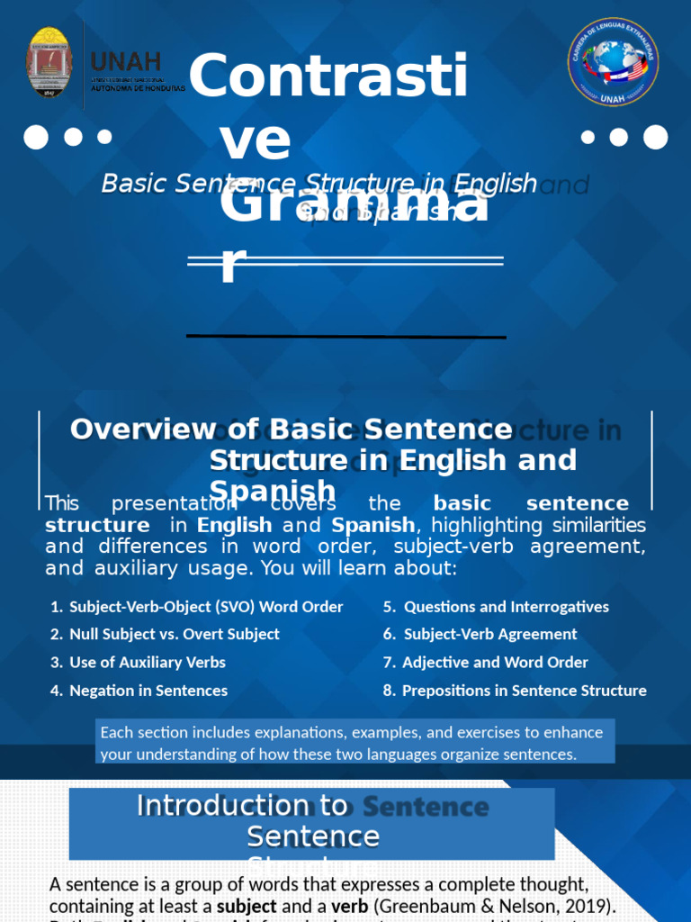 5. Basic Sentence Structure in English and Spanish | PDF | English ...