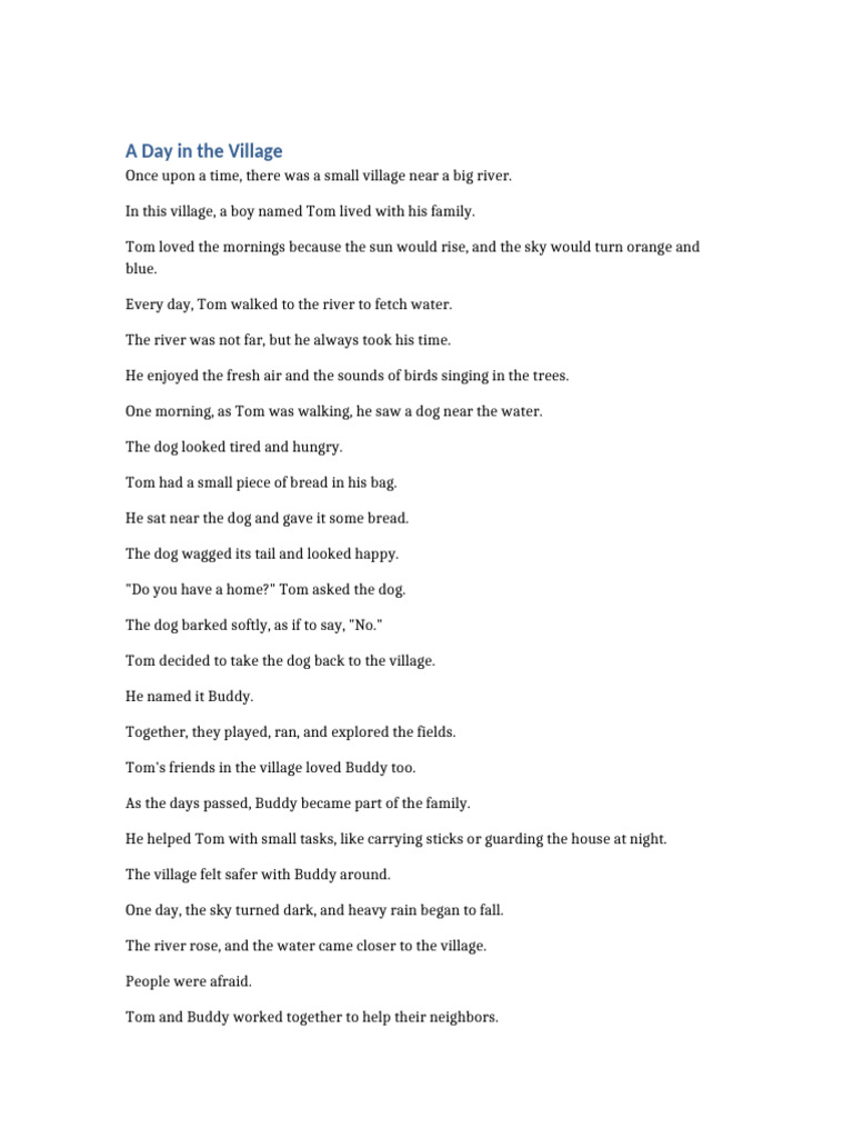 A Day in the Village with Buddy | PDF
