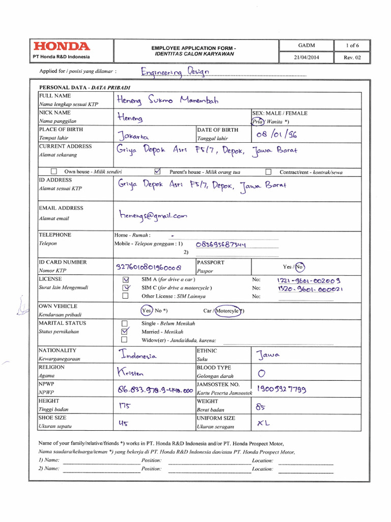 Employement Honda R&D | PDF