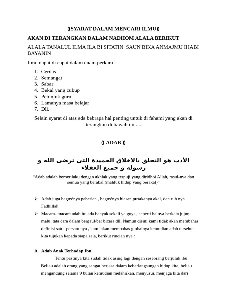 Materi ADAB Safrom 2024 | PDF