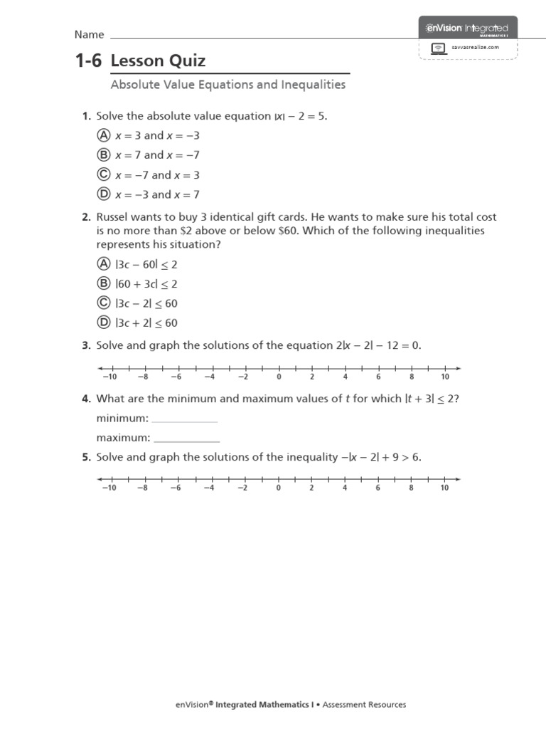 1-6 - Lesson Quiz PDF | PDF