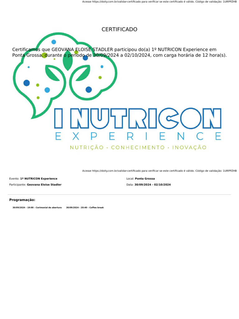 Certificado Participacao FLSC0 | PDF