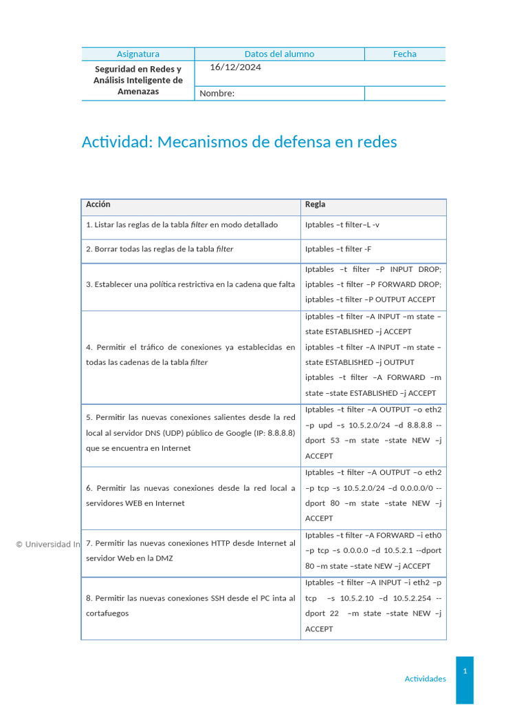 A005 Seguridad Redes Analisis Act1 Aa | PDF | Cortafuegos (informática) | Protocolo de Control ...