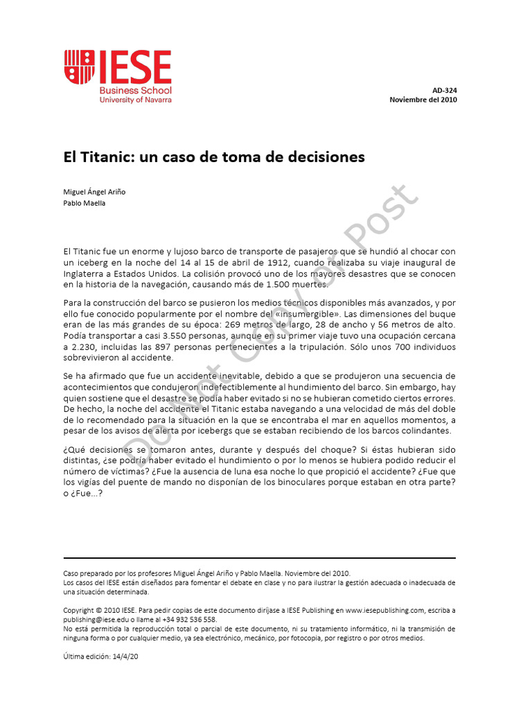 Caso TITANIC | PDF | Buques | línea Estrella Blanca