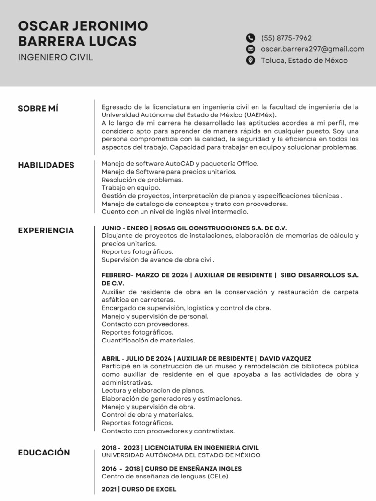 Oscar Barrera CV | PDF