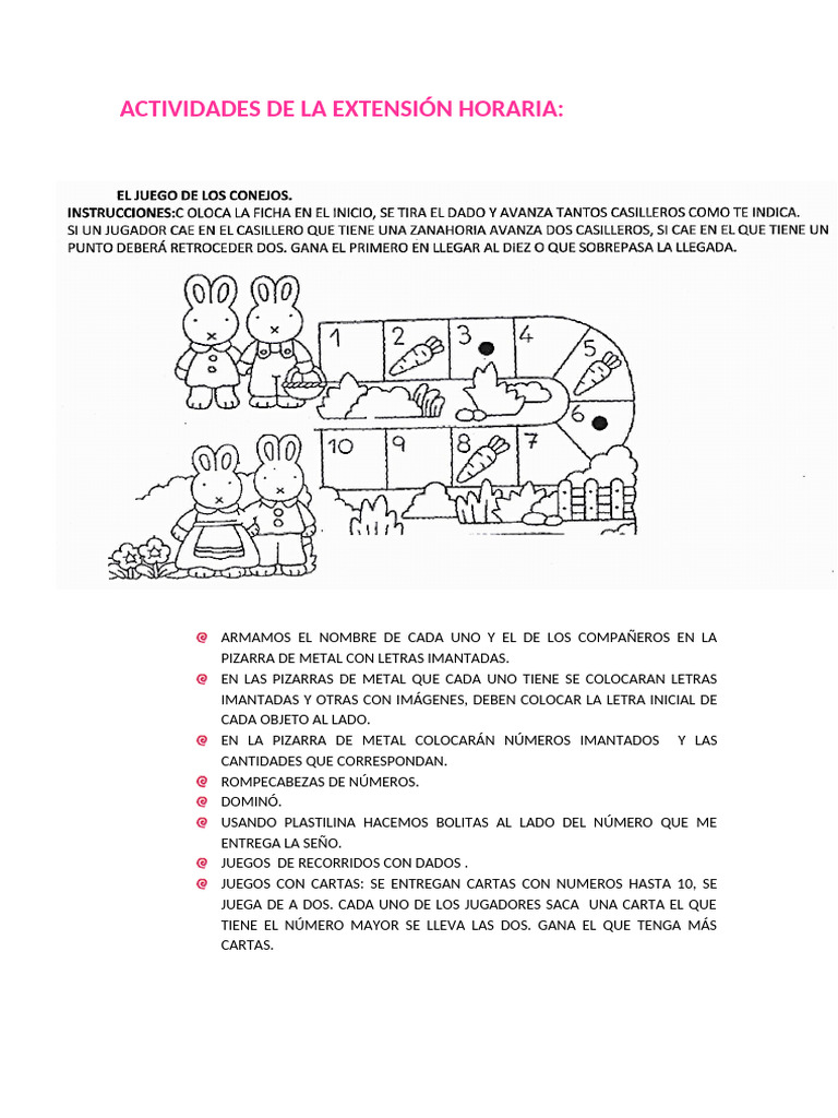 Actividades de La Extensión Horaria | PDF