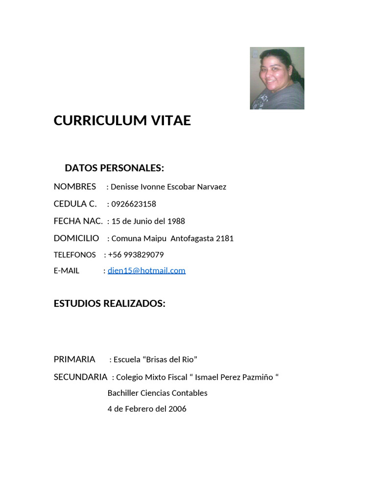 Currículum Vitae Denisse Escobar | PDF