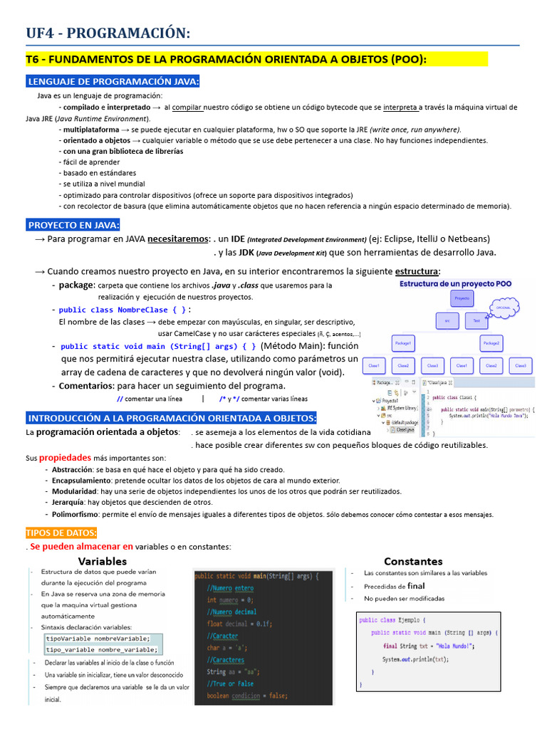 Resumen Prog POO | PDF | Objeto (informática) | Herencia (Programación Orientada a Objetos)