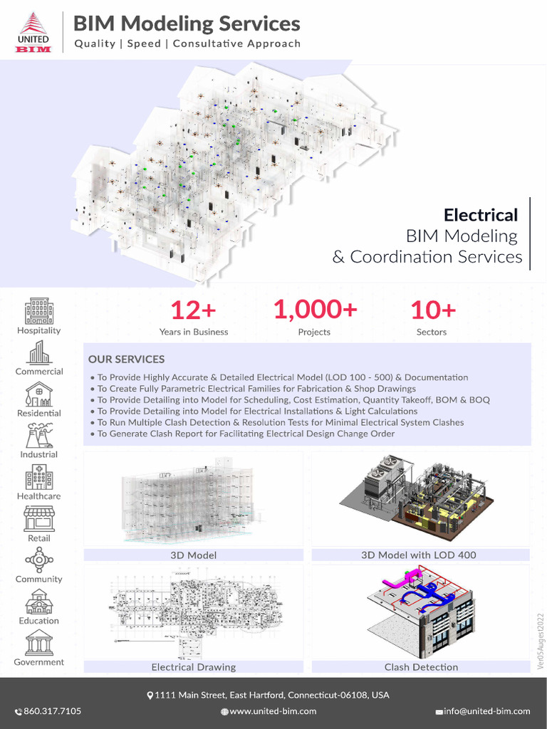 Electrical BIM Modeling Coordination Services Brochure by United BIM VerAugest2022 | PDF