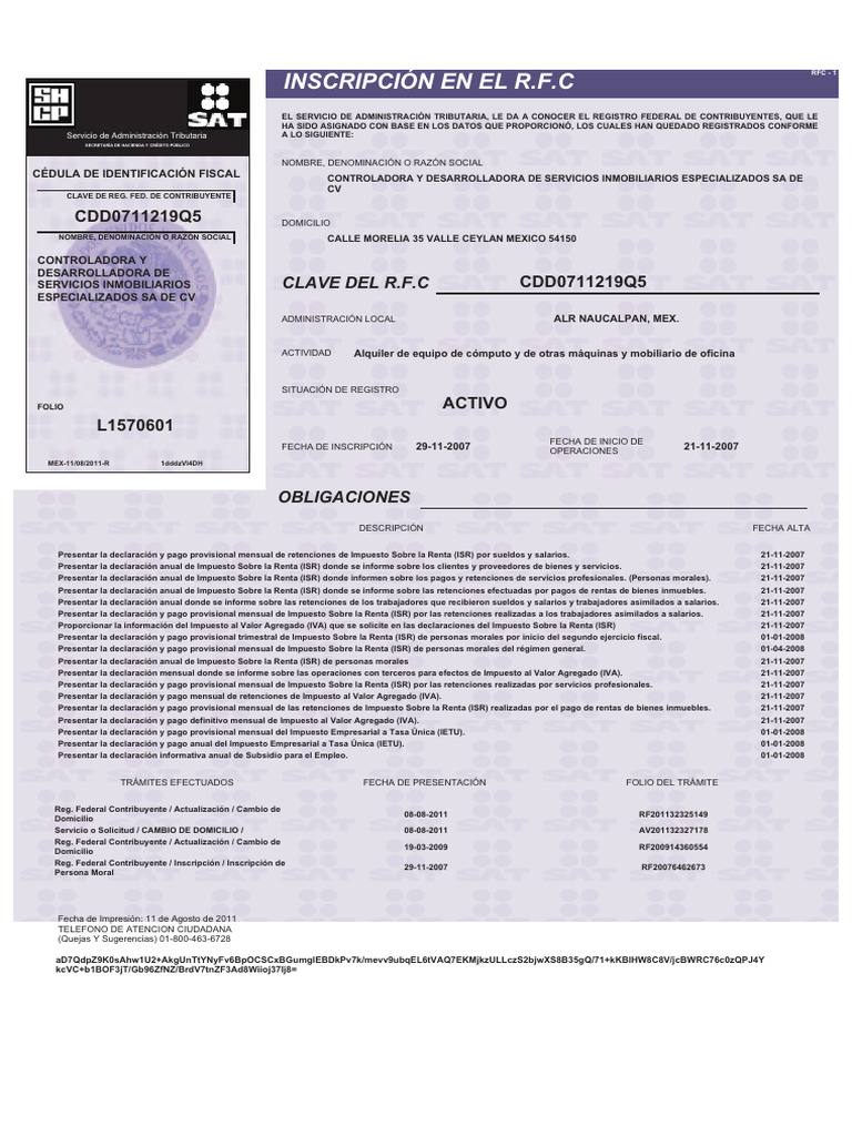 Rfc | PDF | Impuesto sobre la renta | Impuestos