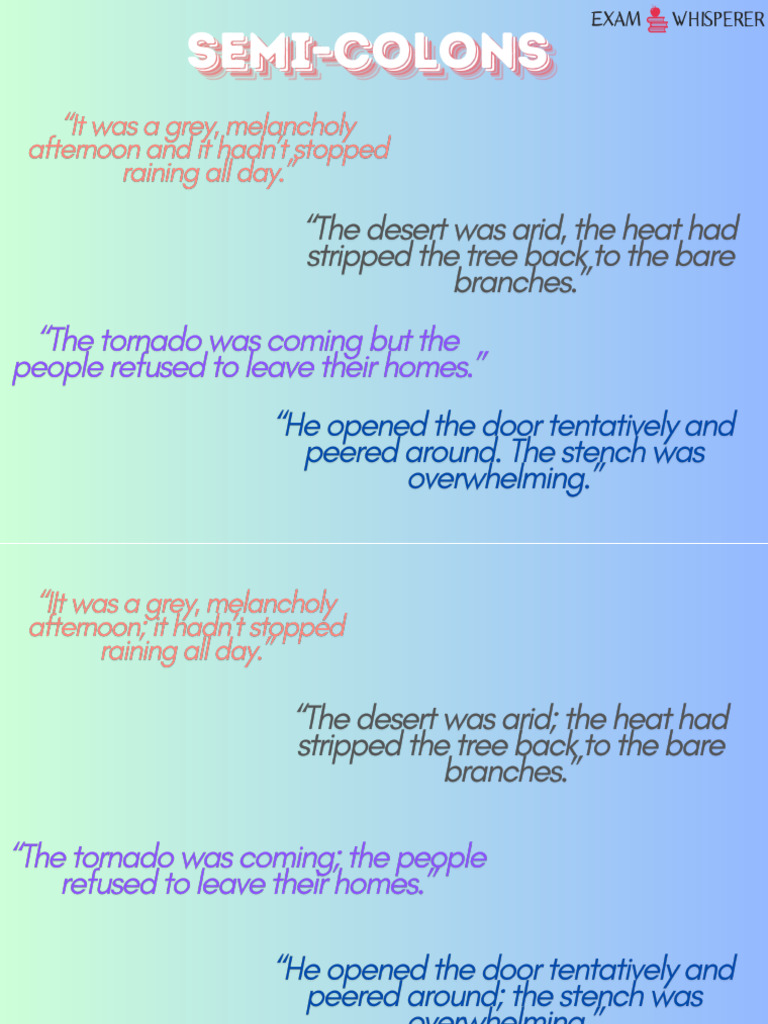 Semi Colon Sentences | PDF