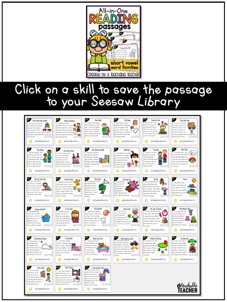 SEESAW Short Vowel All-in-One Reading Passage LINKS | PDF