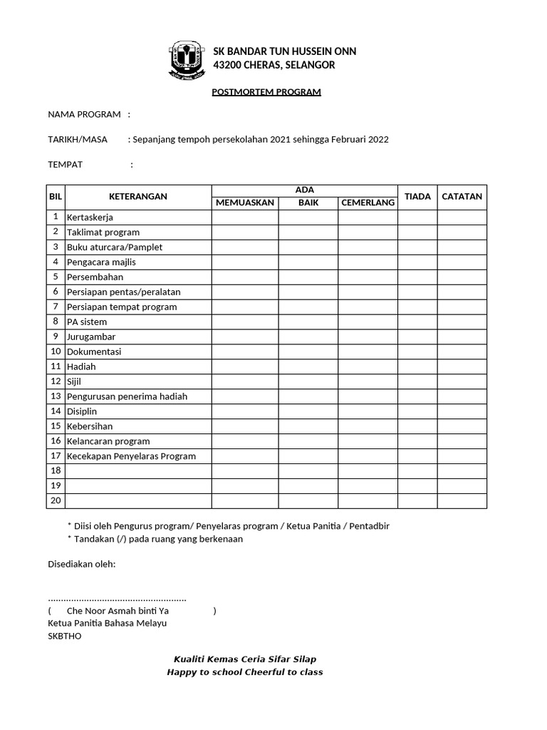 Contoh Borang Postmortem | PDF