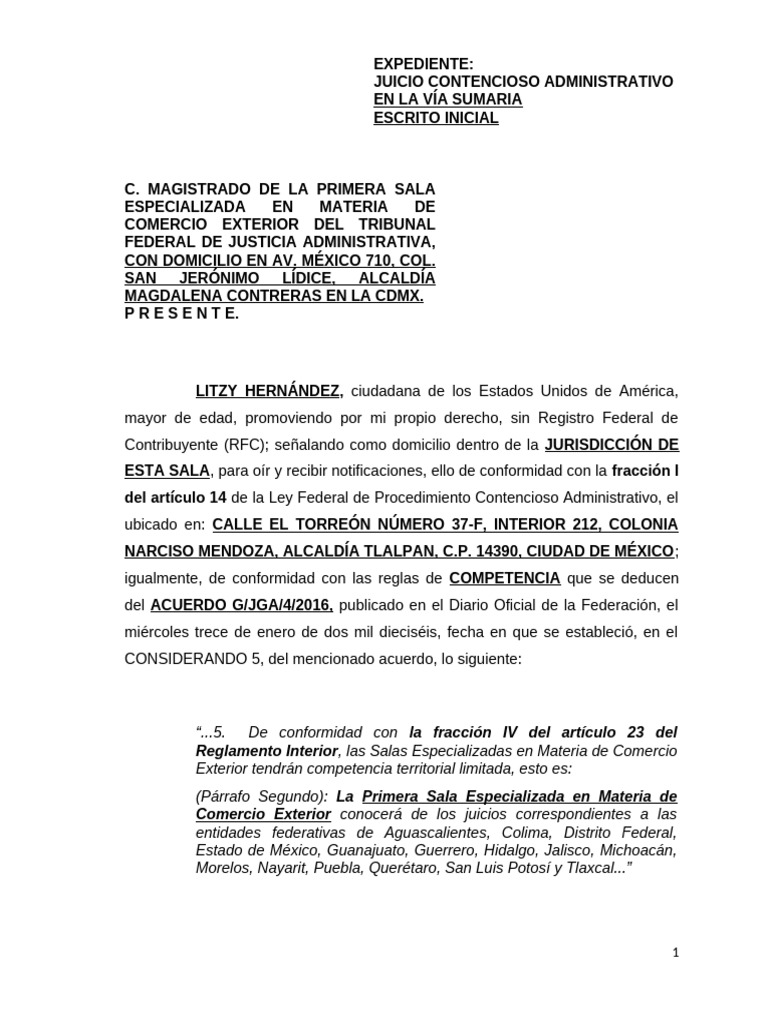 Demanda Nulidad ADUANERO INCOMPLETO | PDF | Caso de ley | México