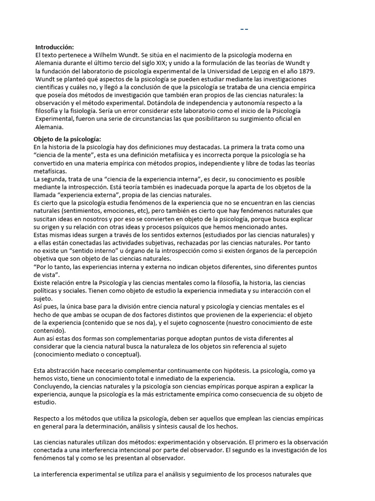 Compendio de Psicología - Wundt | PDF | Sicología | Experiencia