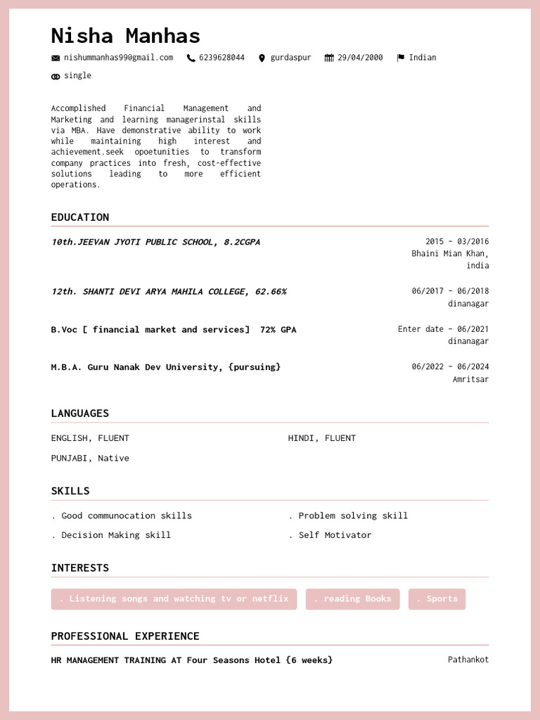 Nisha’s resume | PDF