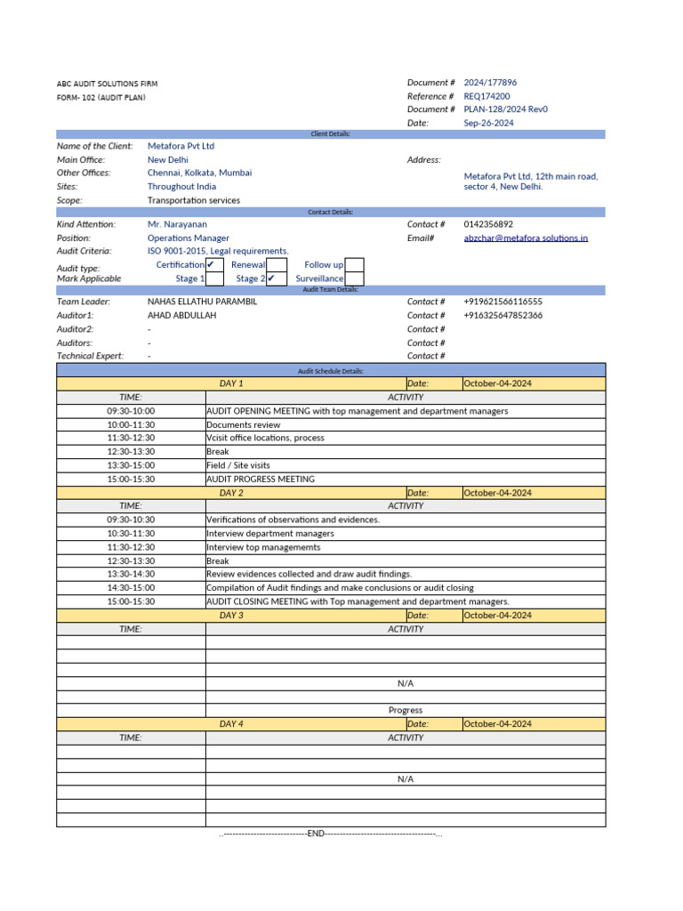 Activity-8-19-Audit Plan | PDF | Audit | Business