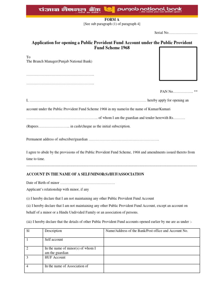 PPF Application Form | PDF | Public Finance | Personal Finance
