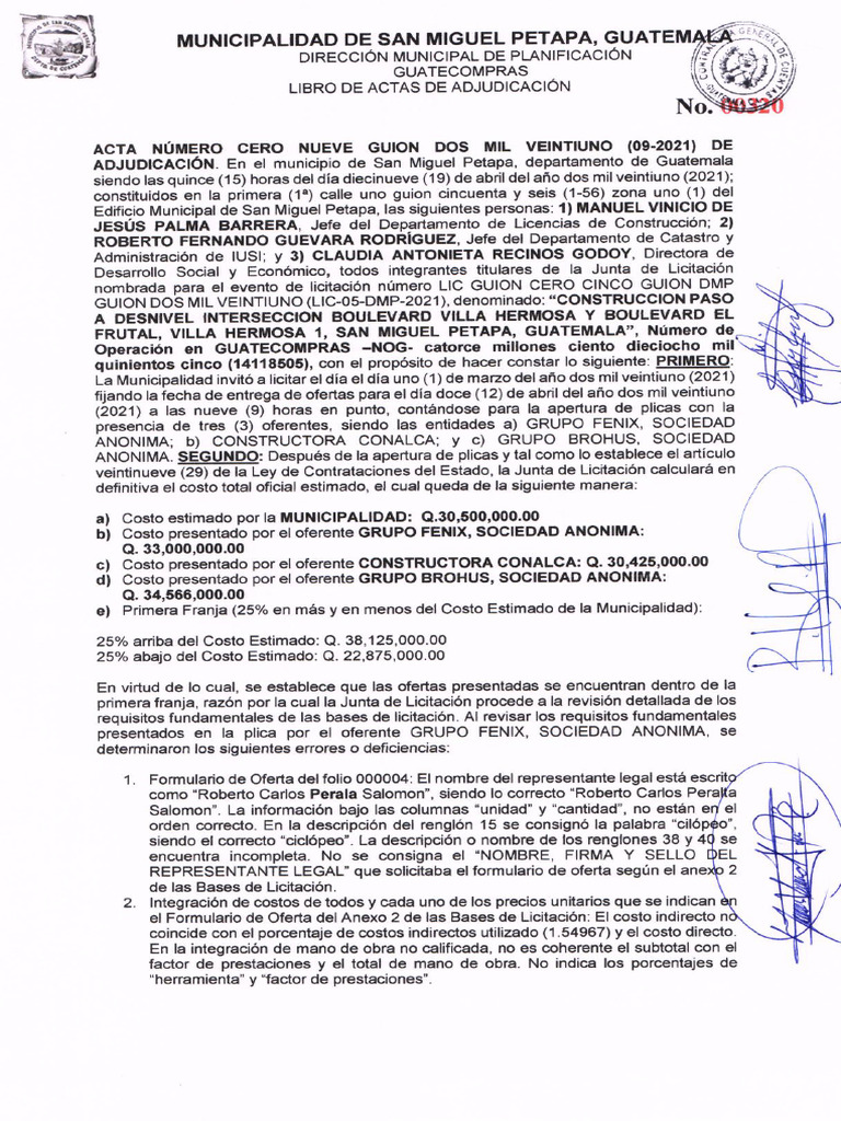 14118505@acta Adjudicacion Lic-05-Dmp-2021 | PDF