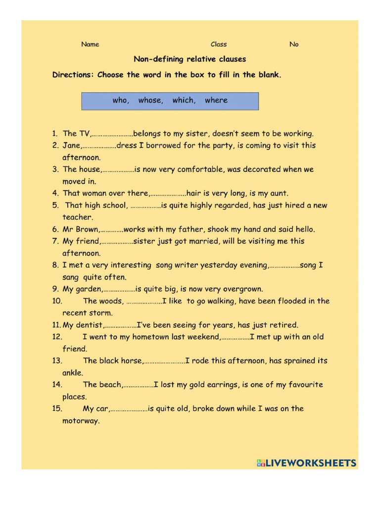 3rd junior Relative clauses 1 | PDF