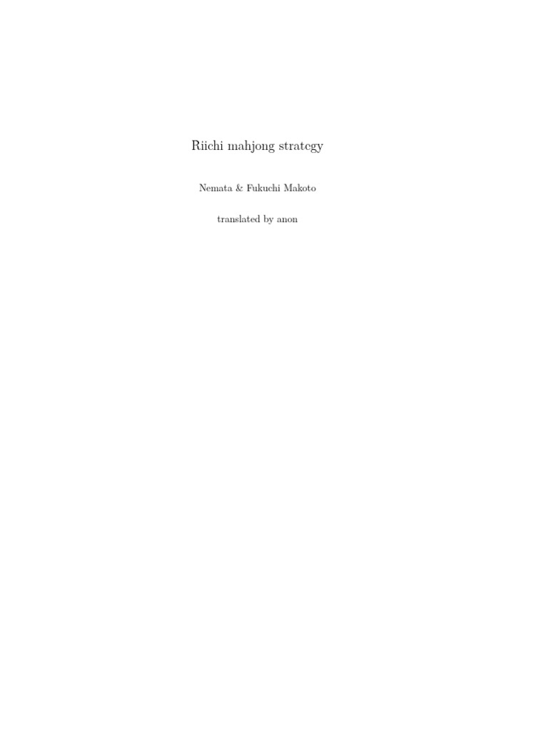 Riichi Mahjong Strategy (RMS) | PDF | Games Of Mental Skill | Games Of ...