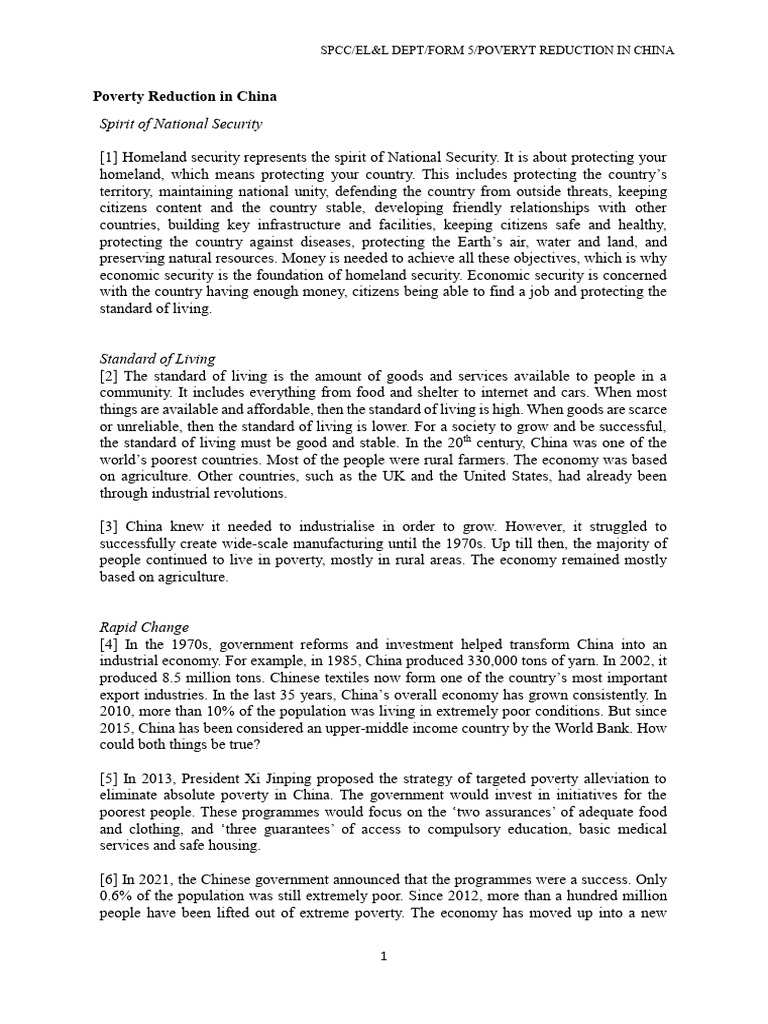 Poverty Reduction in China - Text | PDF | Poverty | Poverty & Homelessness