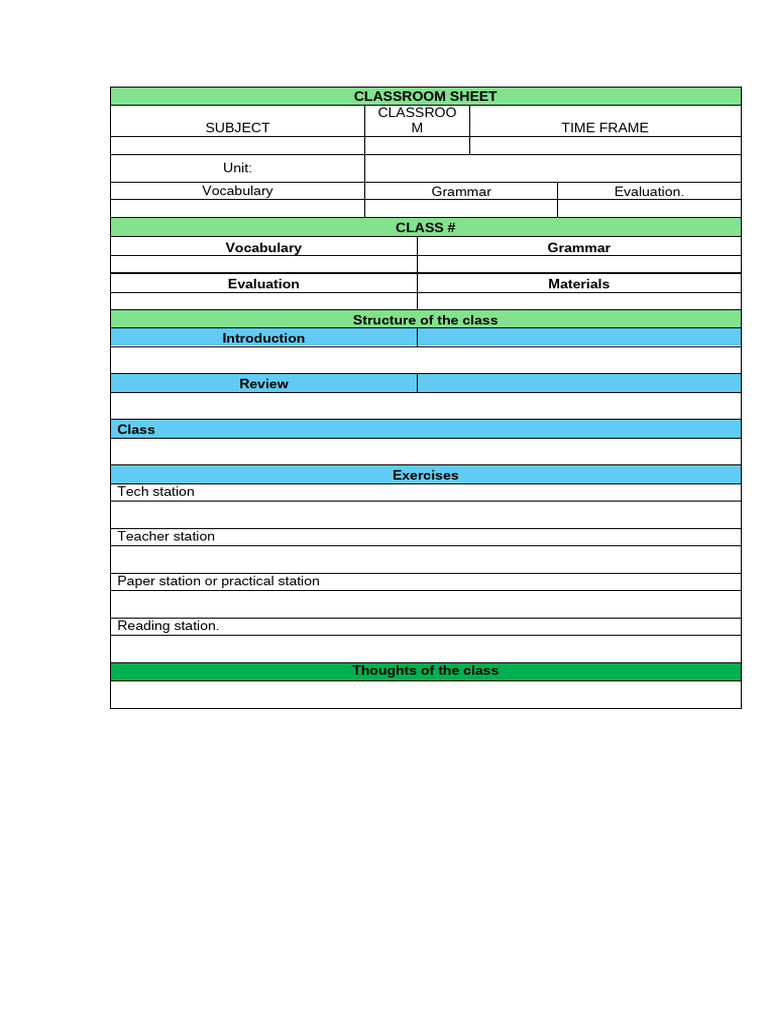 Classroom Vocabulary and Grammar Plan | PDF