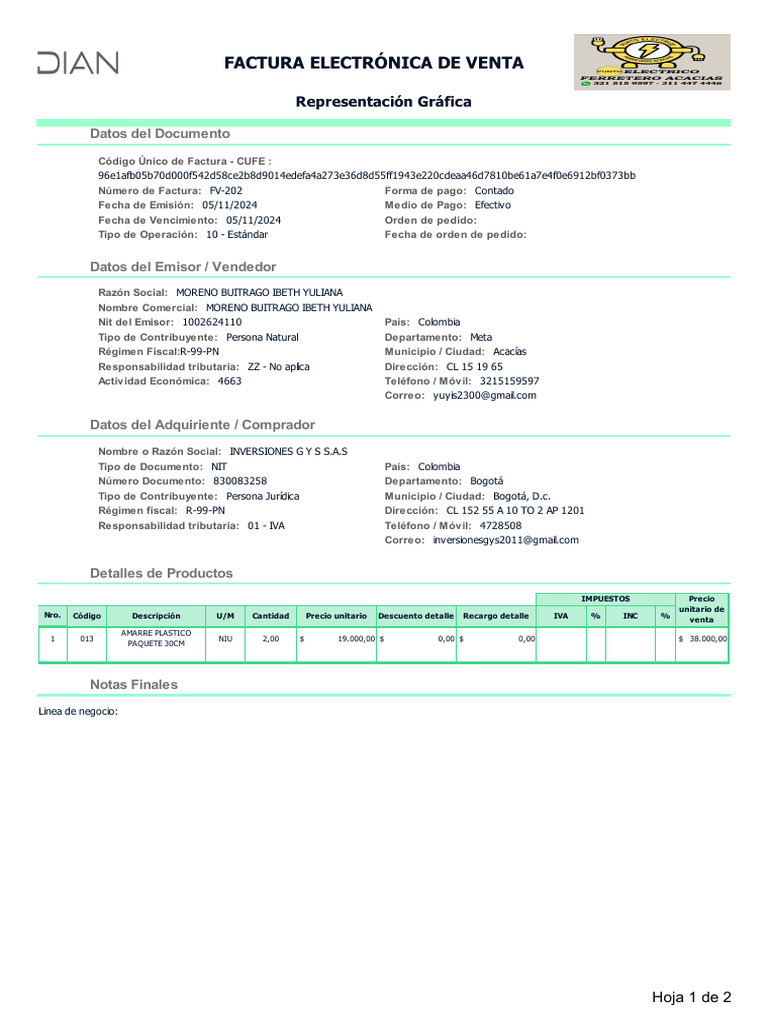 PDF 1002624110 FV202 | PDF | Factura | Economias
