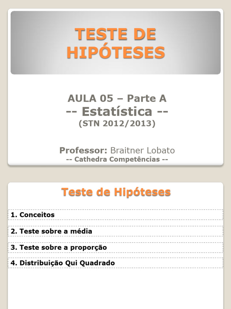 Teste de Hipóteses em Estatística | PDF | Significado estatístico ...