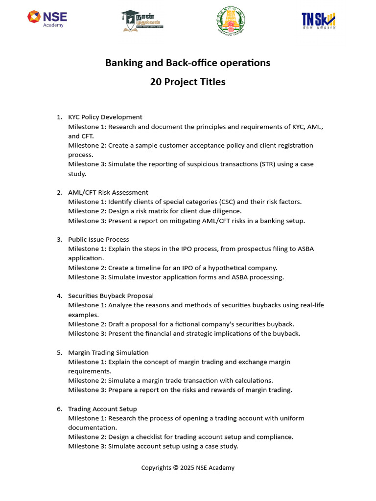 Banking and Back Office Operations Project Titles | PDF | Mutual Funds ...