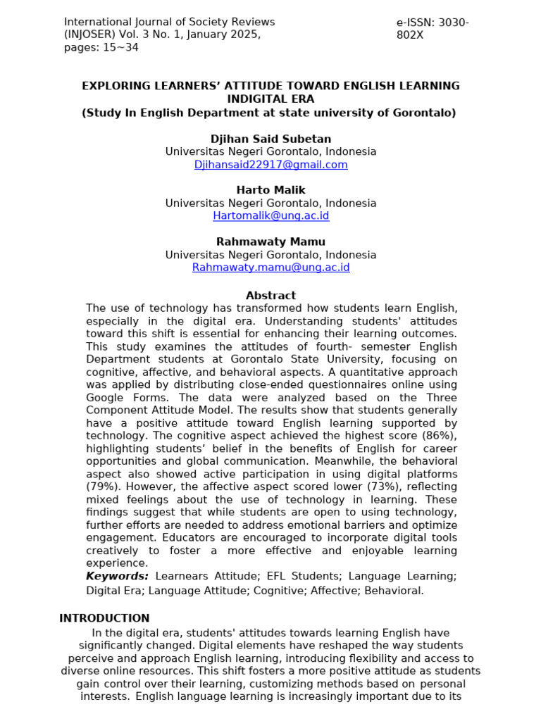 Jurnal - Djihan Said Subetan | PDF | Attitude (Psychology) | Learning