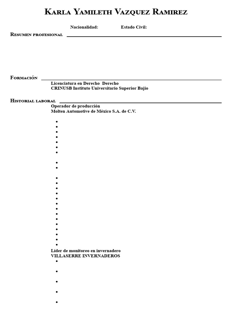 Karla Yamileth - Vazquez Ramirez - CV | PDF | Planificación | Business