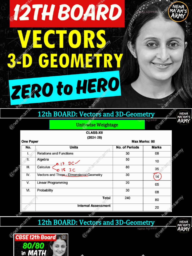 CBSE 2025 - 12th BOARD - Vectors and 3D-Geometry | PDF | Euclidean ...