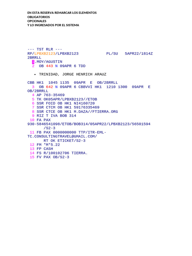 Tarea de Identificar Elemento de Un Pnr | PDF