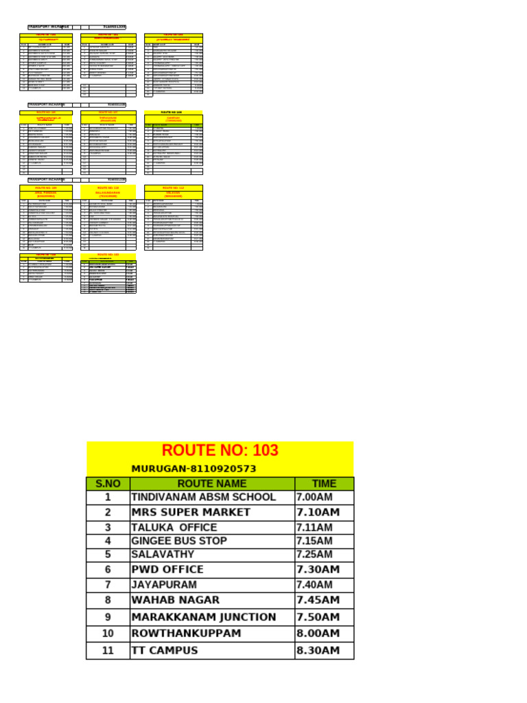 Bus Route Timings and Information | PDF