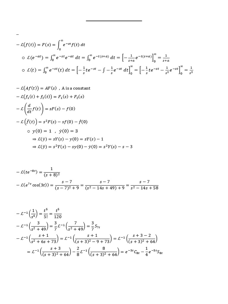 0 Review | PDF | Laplace Transform | Applied Mathematics