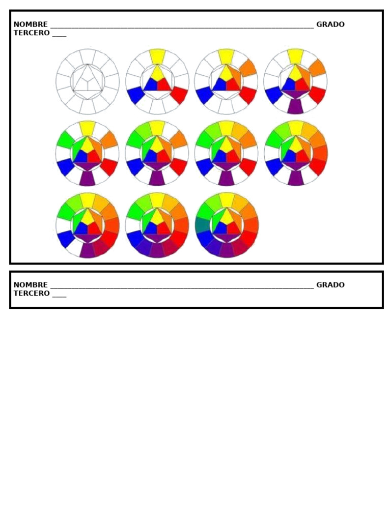 Ficha 3 - Círculo Cromático Colores Primarios, Secundarios y Terciarios | PDF