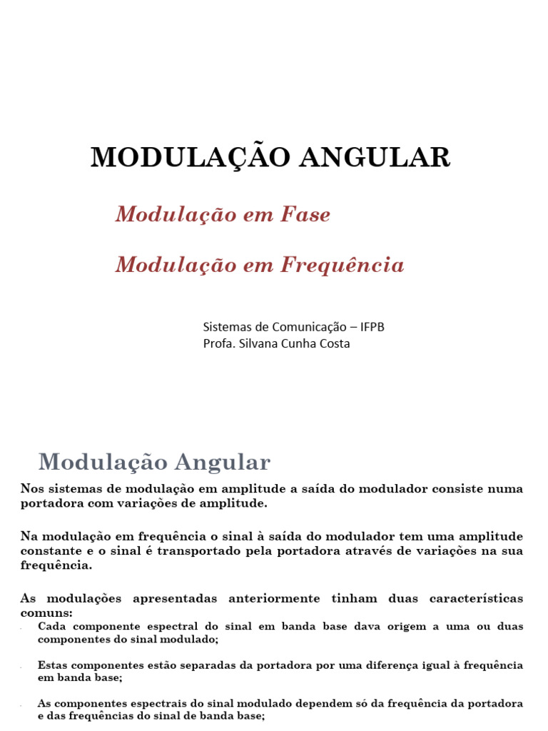 Modulação - Angular Slides | PDF | Som | Modulação de frequência
