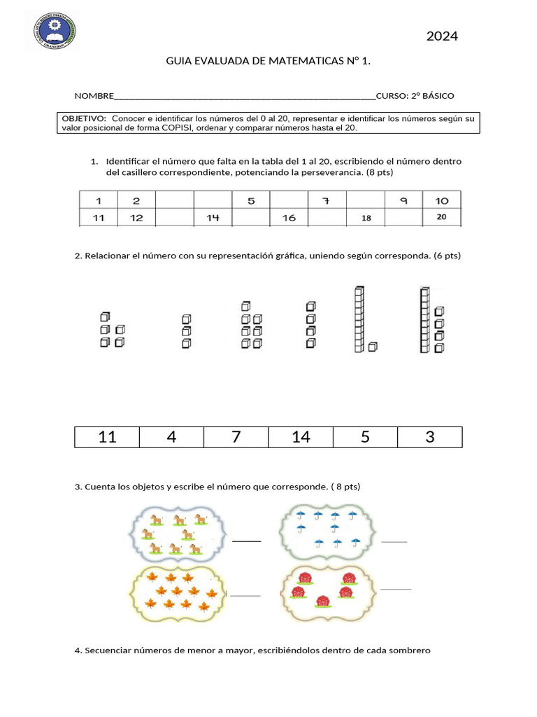 ADAPTADA Guia Evaluada Mat 1 BASICO | PDF