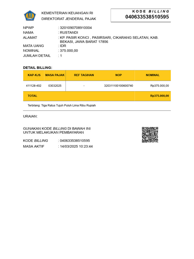 Billing - PPH Rustandi - Sindyta | PDF