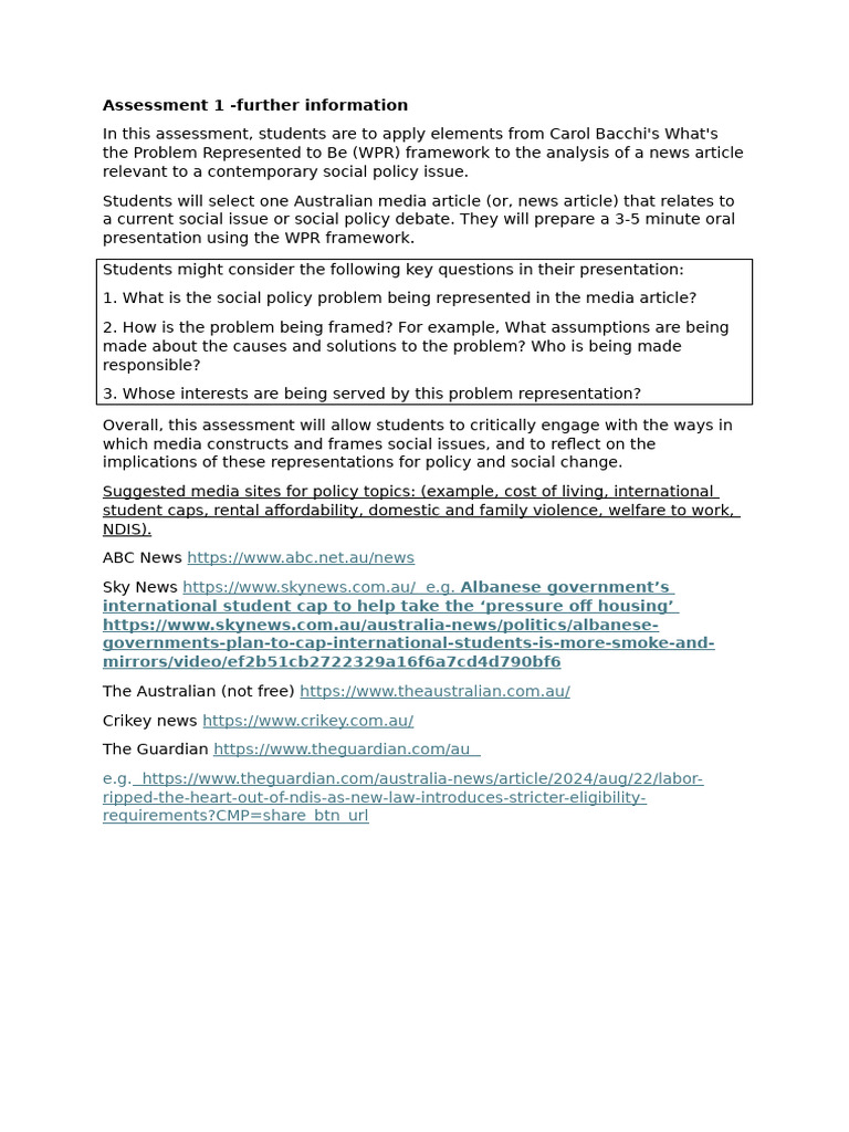 Week 3 - A1 Further Info | PDF