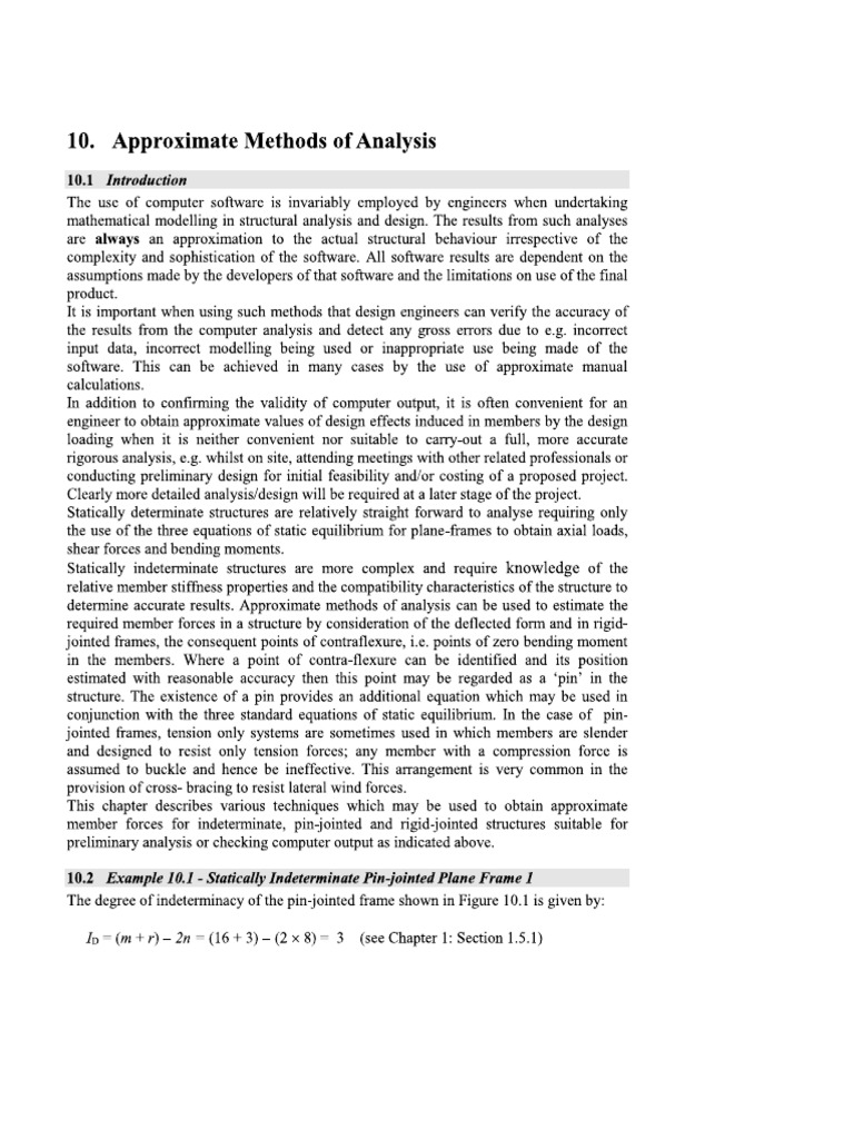 CH10 APPROXIMATE METHODS OF ANALYSIS Examples - in - Structural - Anlysis | PDF