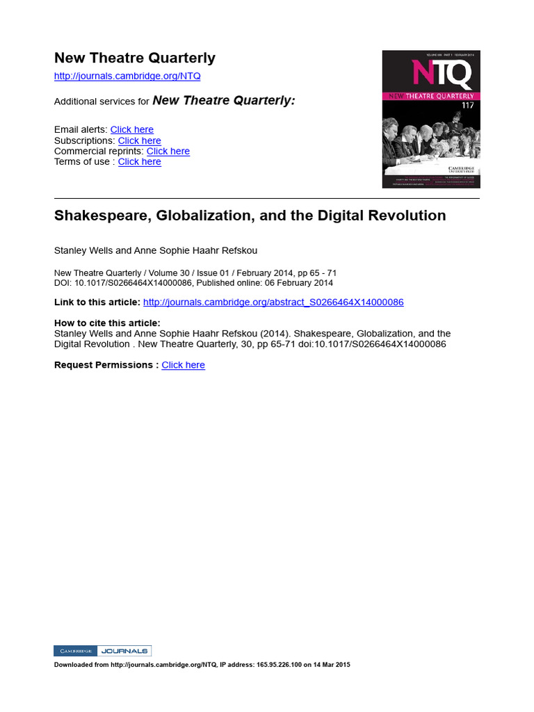 Shakespeare, Globalization and Digital Revolution | PDF | William ...