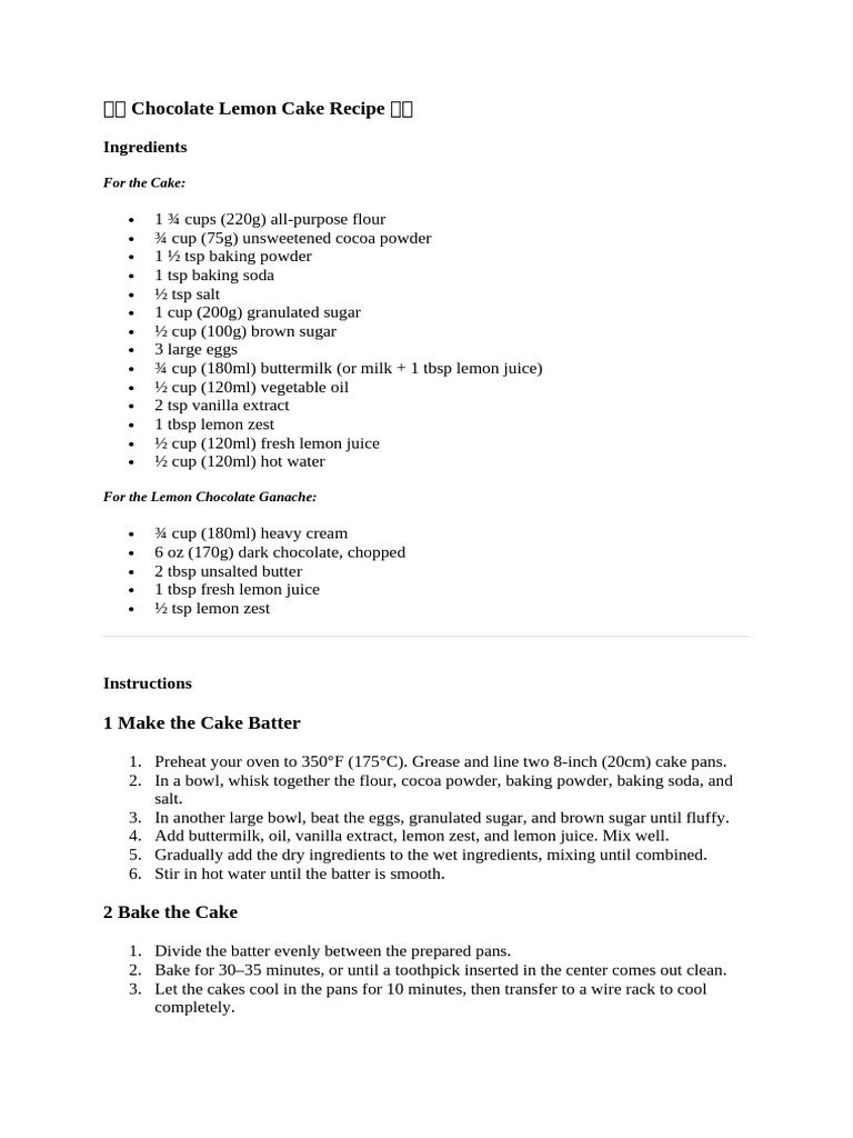 Cake Recipe | PDF