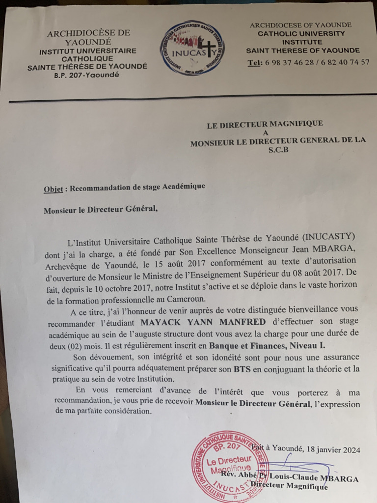 Lettre de Recommandation SCB | PDF