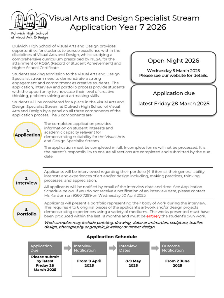 2026 Visual Arts and Design Specialist Stream | PDF