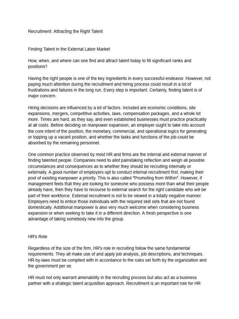 Chapter 3 HUMAN RESOURCE MANAGEMENT | PDF | Recruitment | Employment