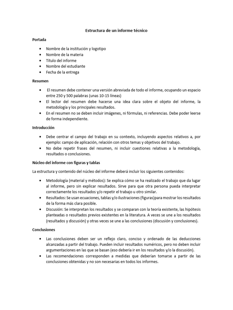 Estructura de un Informe Técnico | PDF